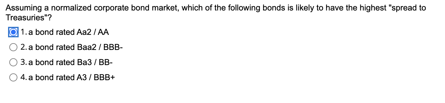 Solved Assuming a normalized corporate bond market, which of | Chegg.com