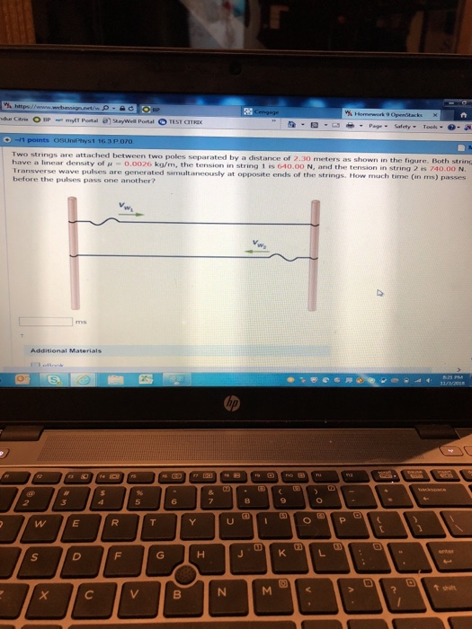 Solved htspetwww Two strings are attached between two poles | Chegg.com