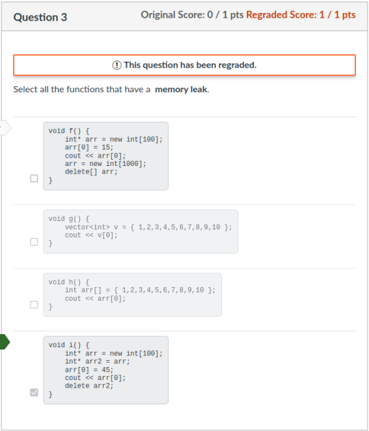 Solved \r\n\r\n\r\nQuestion 5 Original Score: 1 / 1 pts | Chegg.com
