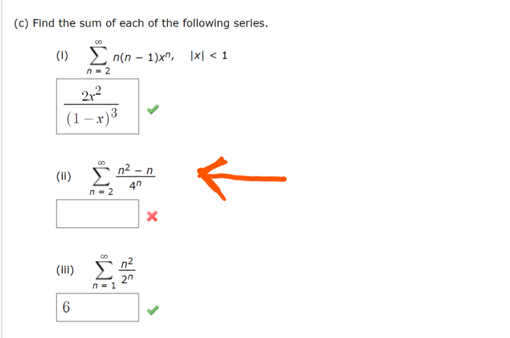 Solved (c) Find the sum of each of the following series. n(n | Chegg.com