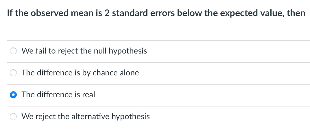 Solved If the observed mean is 2 standard errors below the | Chegg.com