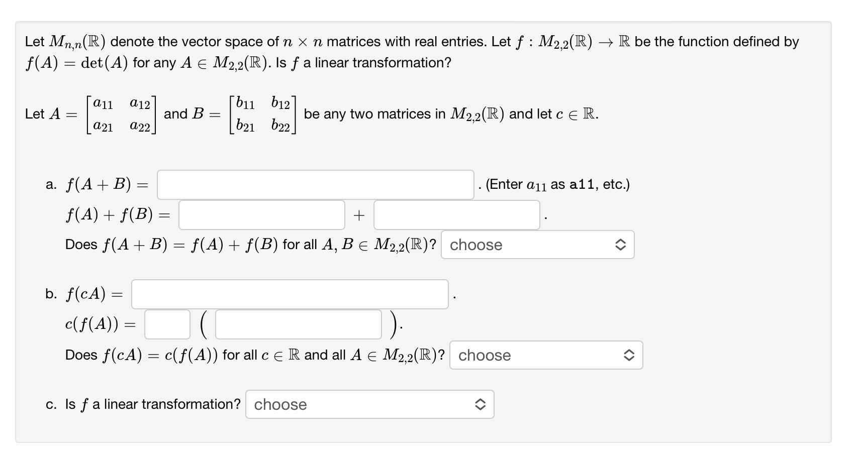 Solved Let Mn,n(R) denote the vector space of n x n matrices | Chegg.com