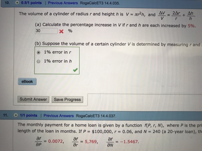 Solved The volume of a cylinder of radius r and height h is | Chegg.com