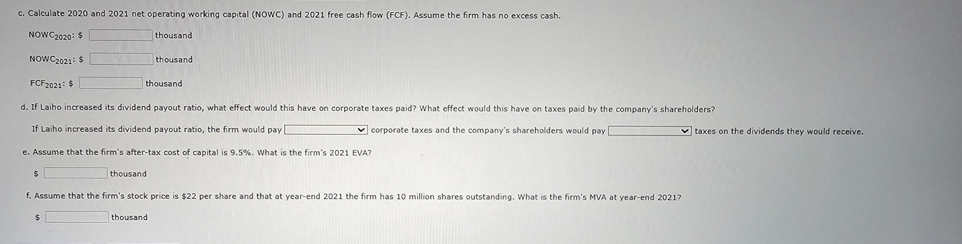 c. Calculate 2020 and 2021 net operating working | Chegg.com