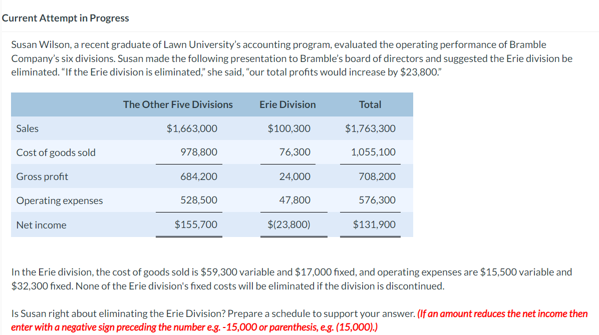 Solved Current Attempt in Progress Susan Wilson, a recent | Chegg.com