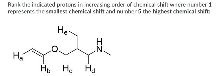 Solved Rank the indicated protons in increasing order of | Chegg.com