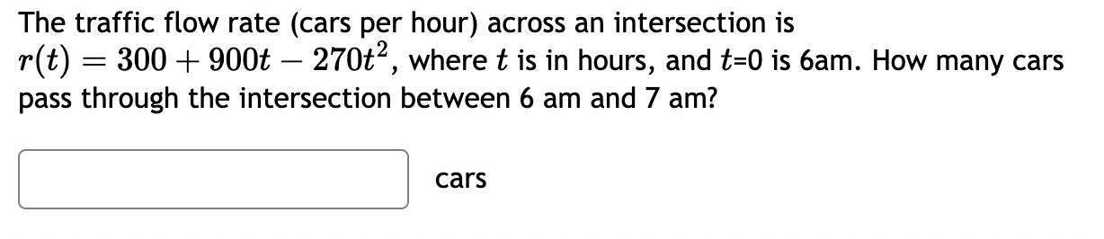 Solved The traffic flow rate (cars per hour) across an | Chegg.com