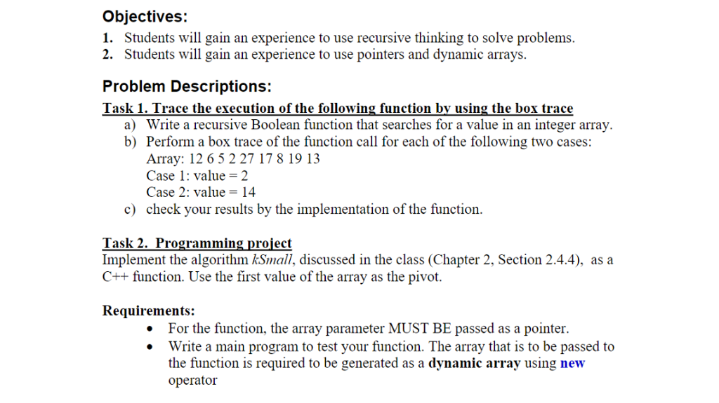 Solved Objectives: 1. Students will gain an experience to | Chegg.com