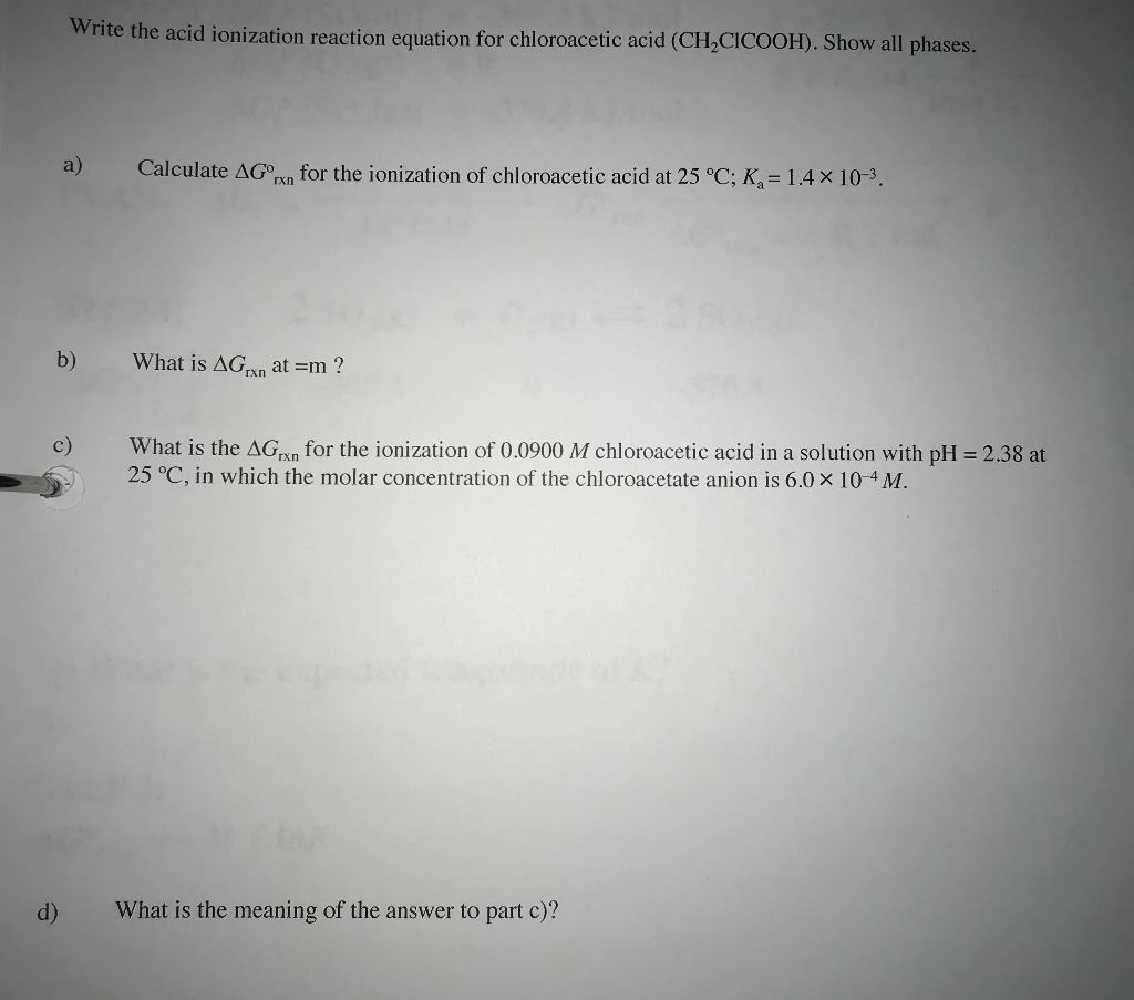 Solved Write the acid ionization reaction equation for | Chegg.com