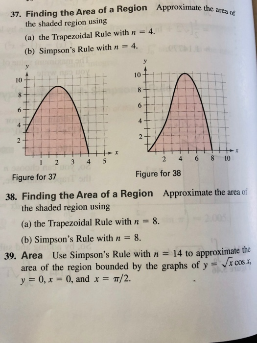 Solved 37. Finding the Area of a Region Approximate the area | Chegg.com