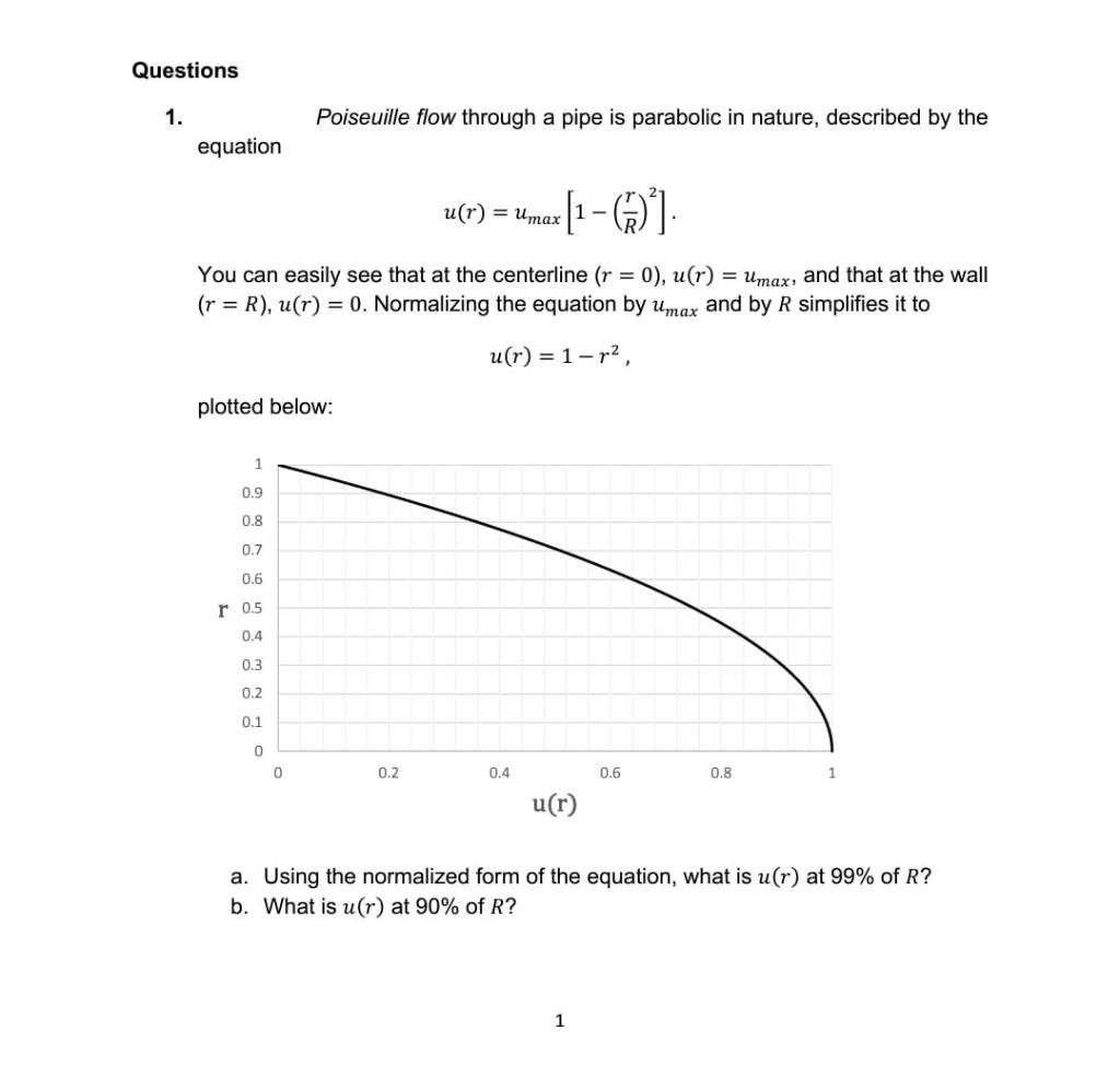 Solved Poiseuille flow through a pipe is parabolic in | Chegg.com
