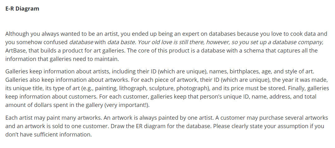 Solved E-R Diagram Although you always wanted to be an | Chegg.com