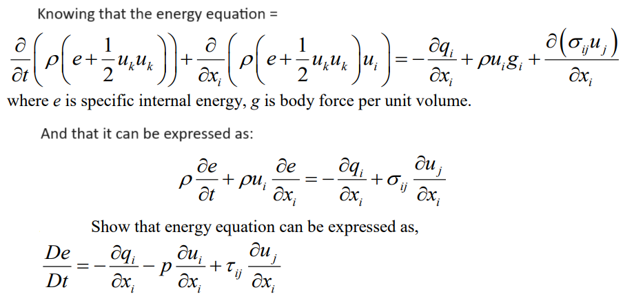 Knowing that the energy equation = | Chegg.com