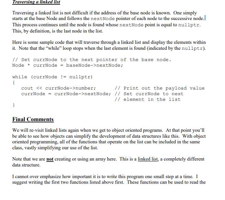 Solved Computer Science I CS1337 Assignment #6 - Linked List | Chegg.com
