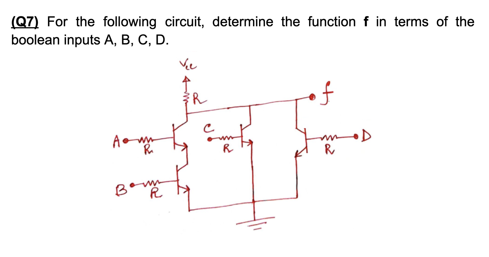 Solved Q7) For the following circuit, determine the function | Chegg.com