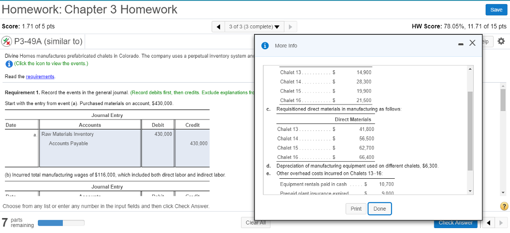 Solved Homework: Chapter 3 Homework Score: 1.71 of 5 pts (%) | Chegg.com Solved Homework: Chapter 3 Homework Score: 1.71 of 5 pts (%) | Chegg.com