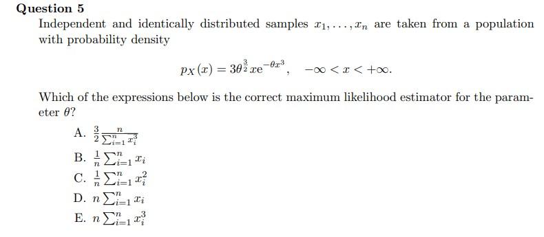 Solved Independent and identically distributed samples | Chegg.com