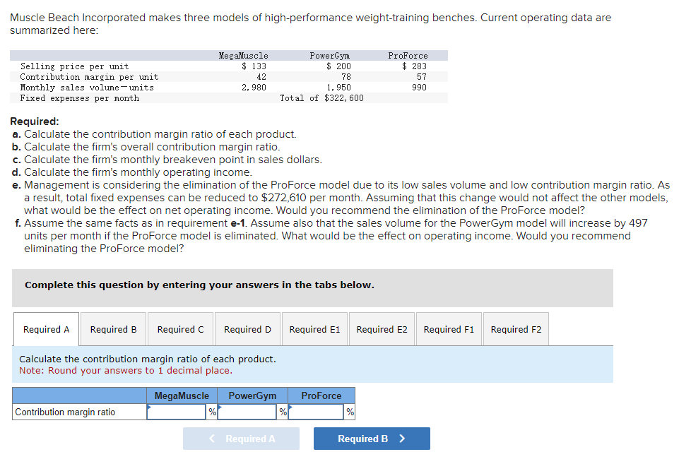 Solved Muscle Beach Incorporated makes three models of | Chegg.com