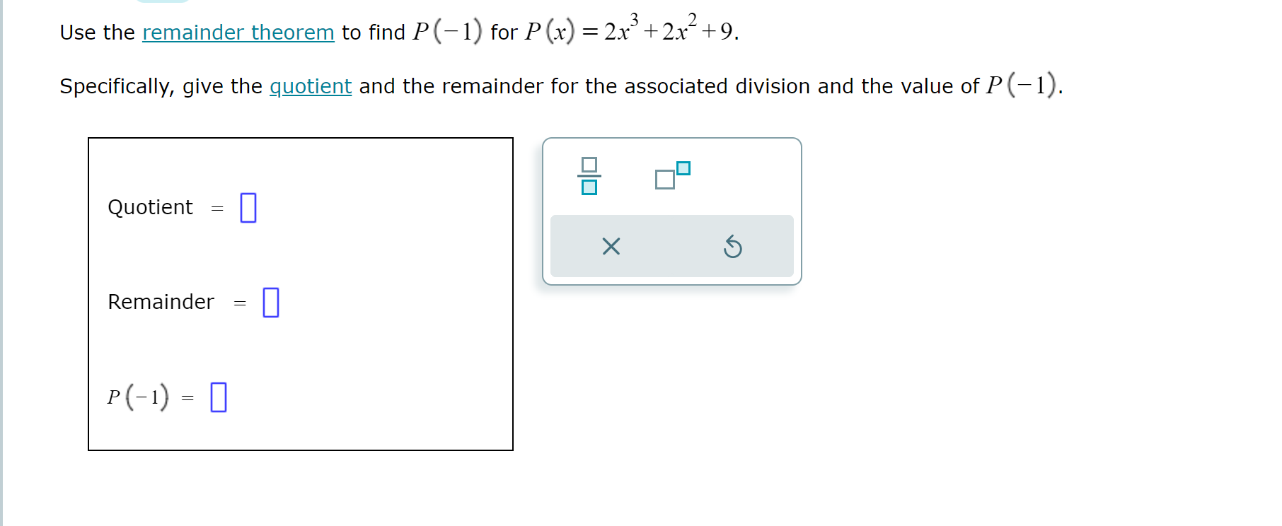 solved-use-the-remainder-theorem-to-find-p-1-for-chegg
