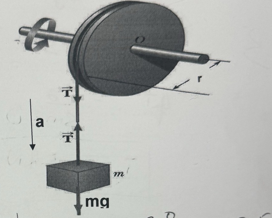 Solved A cord is wrapped around a disk of mass M with a | Chegg.com
