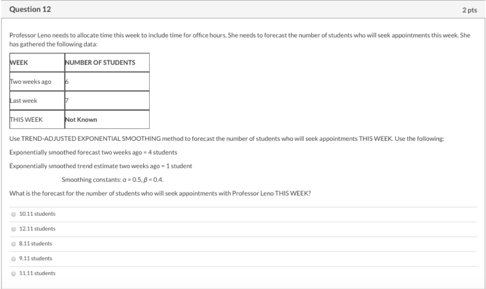 Solved Question 12 2 pts Professor Leno needs to allocate | Chegg.com