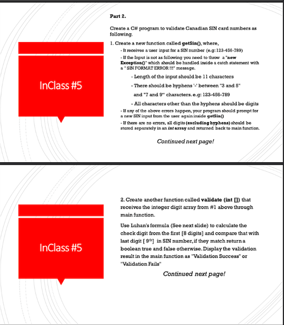 Solved Part 2. Create a CH program to validate Canadian SIN | Chegg.com