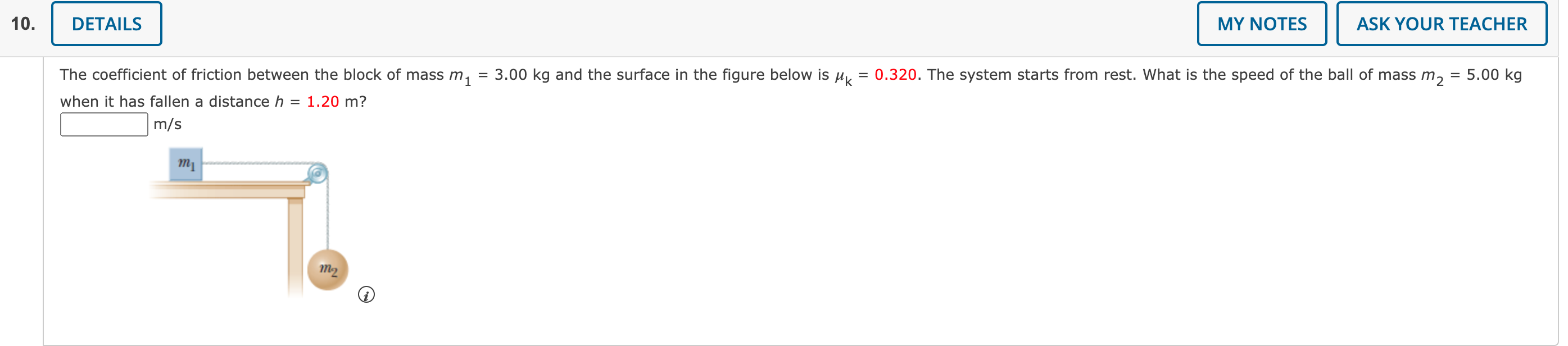 Solved when it has fallen a distance h=1.20 m ? m/s | Chegg.com