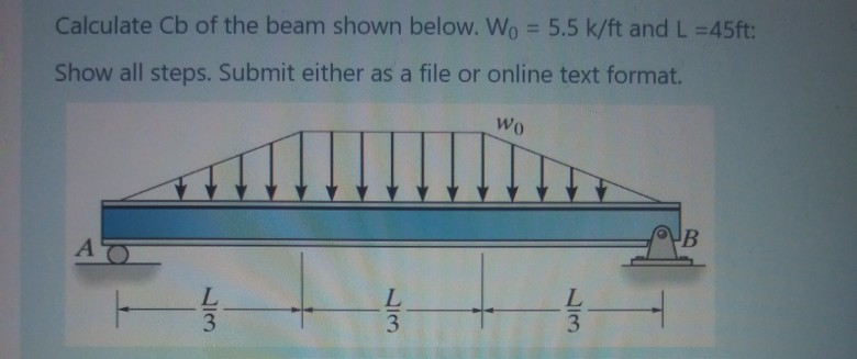 Solved Calculate Cb of the beam shown below. Wo = 5.5 k/ft | Chegg.com