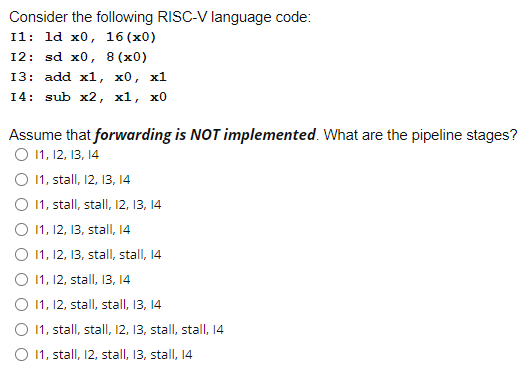Solved Consider the following RISC-V language code: 11: ld | Chegg.com