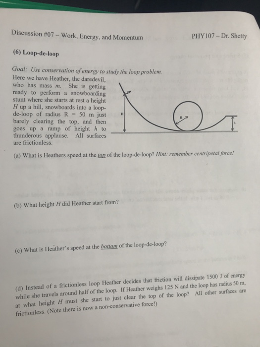 Solved Discussion #07-Work, Energy, and Momentum PHY107- | Chegg.com
