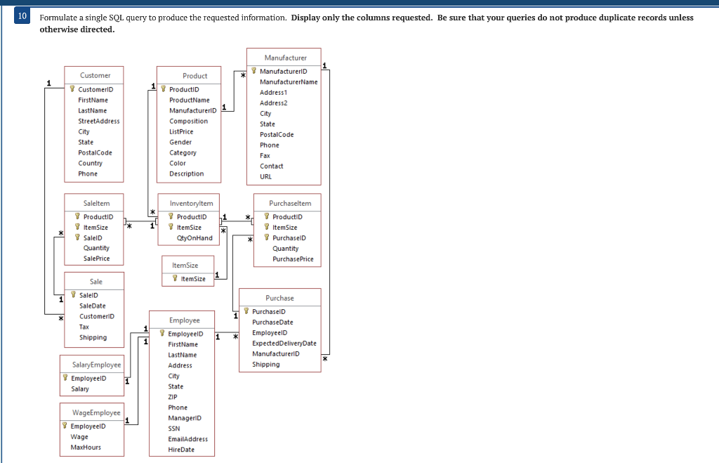 Solved 10 Formulate a single SQL query to produce the | Chegg.com