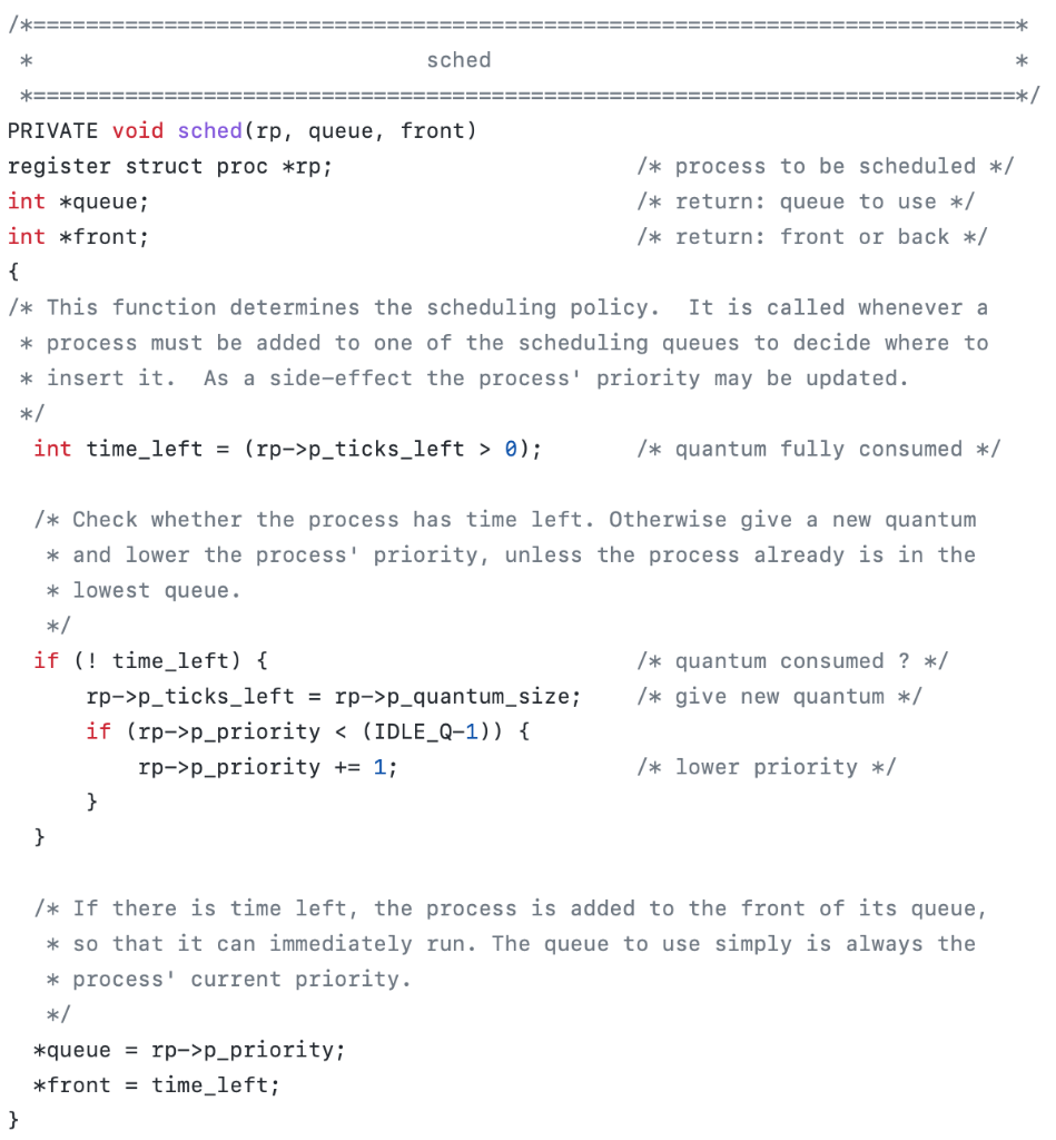Solved Modify the MINIX 3 scheduler to keep track of how | Chegg.com