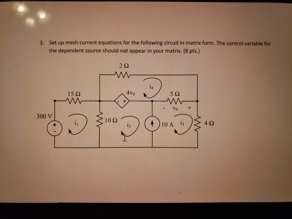 Solved Set up mesh current equations for the following | Chegg.com