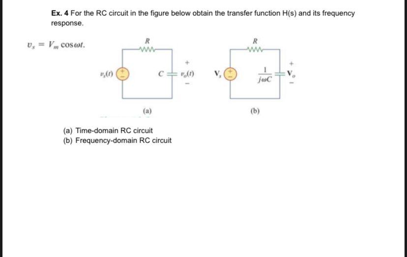 Solved Ex. 4 For the RC circuit in the figure below obtain | Chegg.com