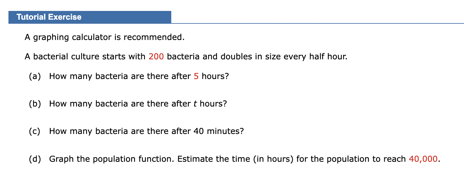 Solved A Graphing Calculator Is Recommended A Bacterial