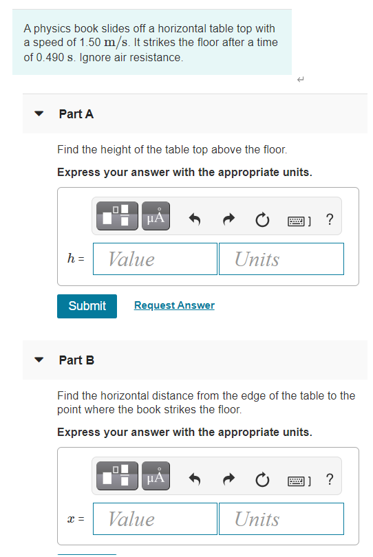 Solved A physics book slides off a horizontal table top with | Chegg.com