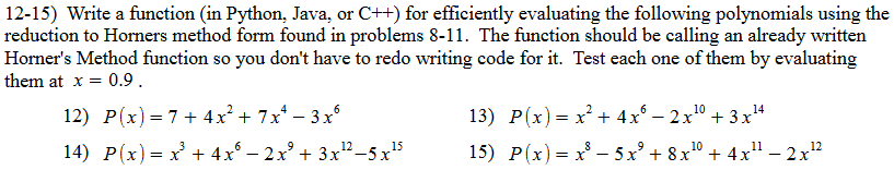 Solved 12-15) Write a function (in Python, Java, or C++ ) | Chegg.com Solved 12-15) Write a function (in Python, Java, or C++ ) | Chegg.com