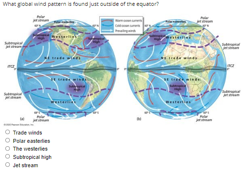 Solved What global wind pattern is found just outside of the | Chegg.com