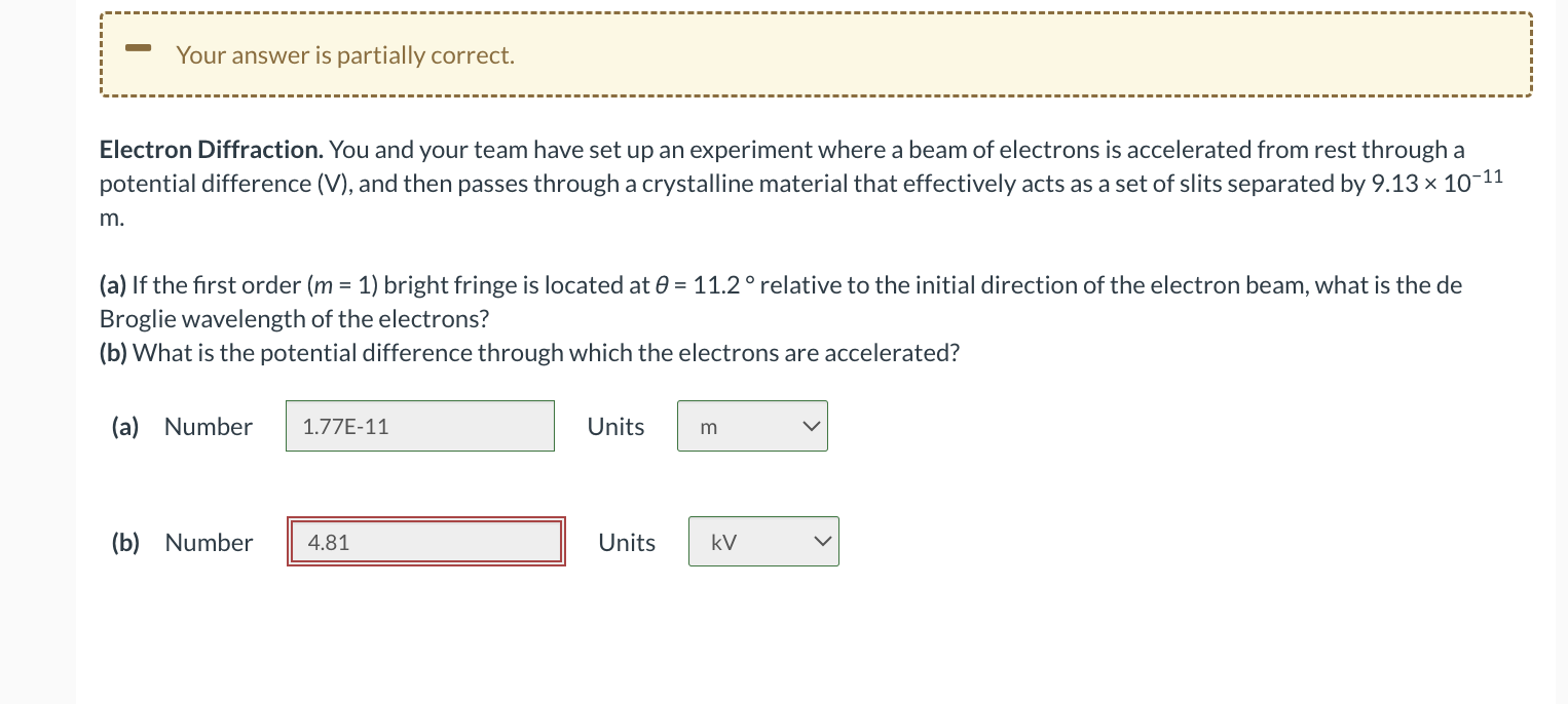 Solved Electron Diffraction. You and your team have set up | Chegg.com