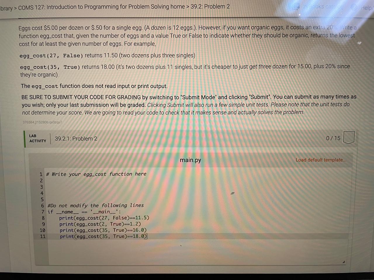 Solved ibrary > COMS 127: Introduction to Programming for | Chegg.com
