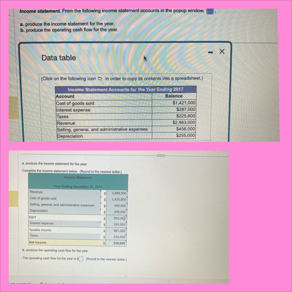 Solved Income statement. From the following income statement | Chegg.com