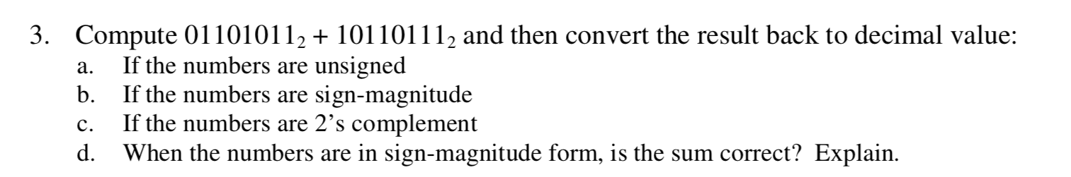 Solved Compute 011010112 101101112 and then convert the | Chegg.com