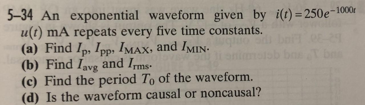 Solved 5–34 An exponential waveform given by i(t) = | Chegg.com