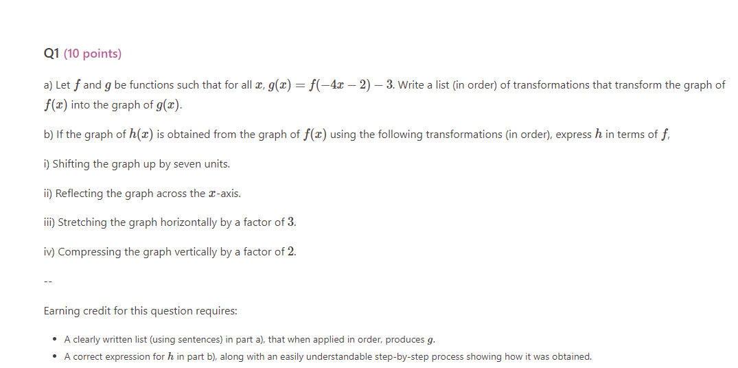 Solved Q1 (10 ﻿points)a) ﻿Let f ﻿and g ﻿be functions such | Chegg.com