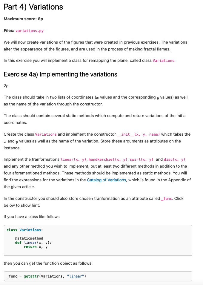Part 4) Variations Maximum score: 6p Files: | Chegg.com