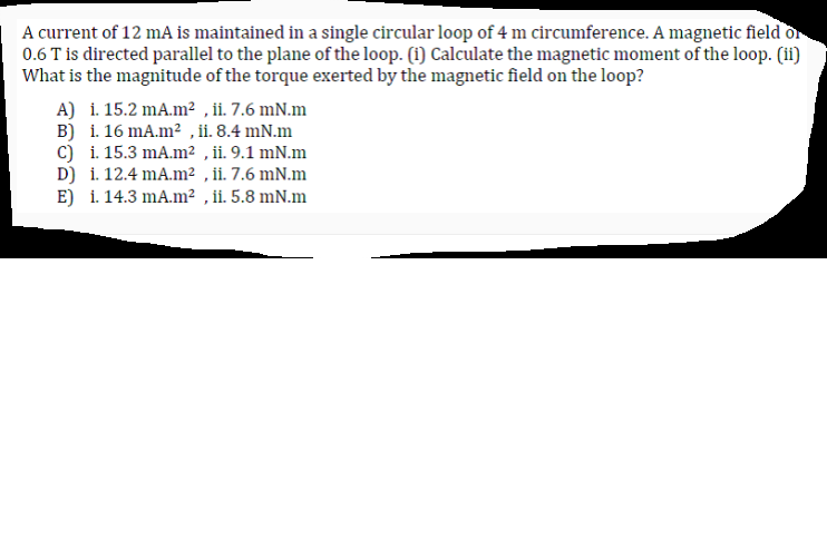 Solved A current of 12 mA is maintained in a single circular | Chegg.com