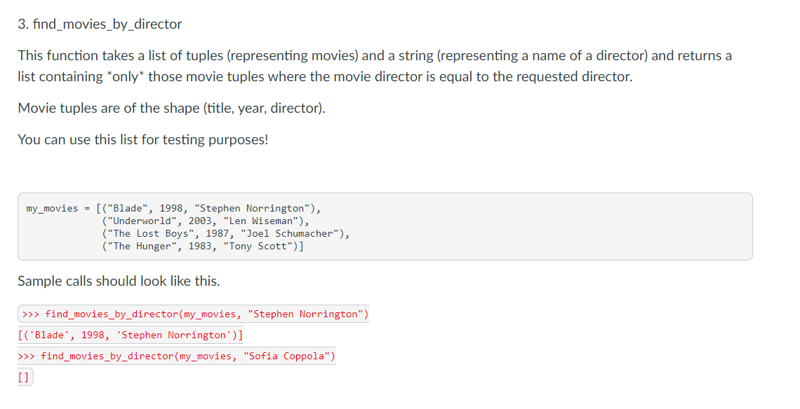 Solved 3. find_movies_by_director This function takes a list | Chegg.com