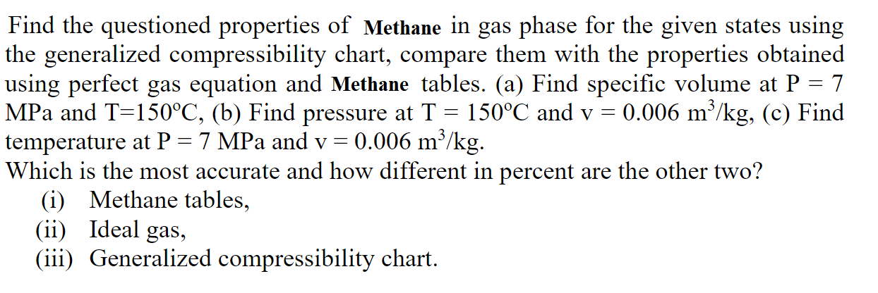 Solved Find the questioned properties of Methane in gas | Chegg.com