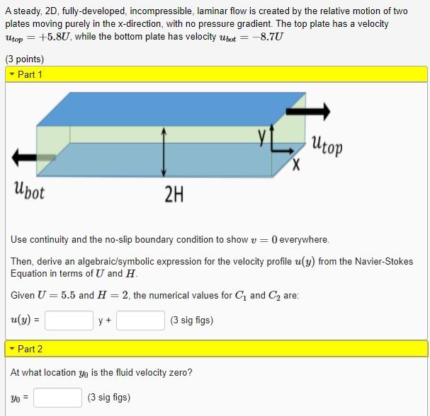Solved A steady, 2D, fully-developed, incompressible, | Chegg.com