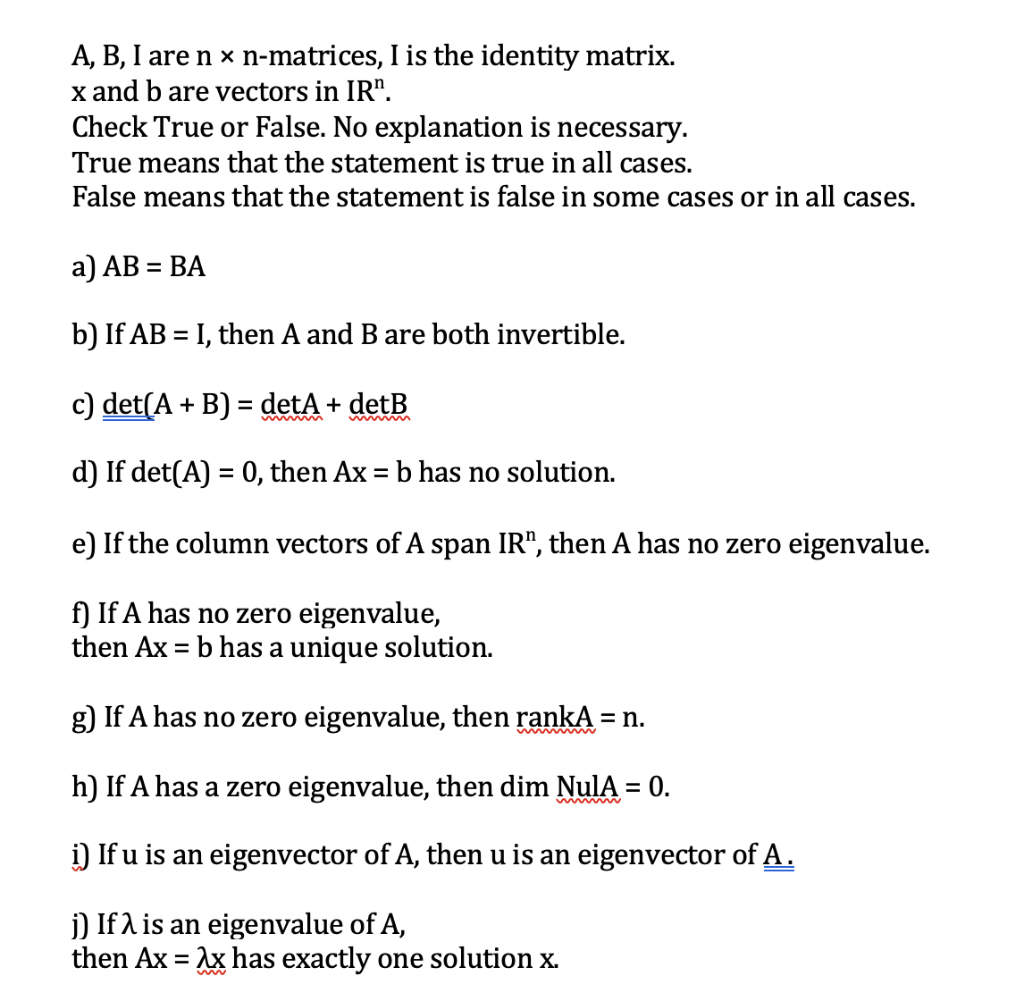 Solved A, B, I are nx n-matrices, I is the identity matrix. | Chegg.com